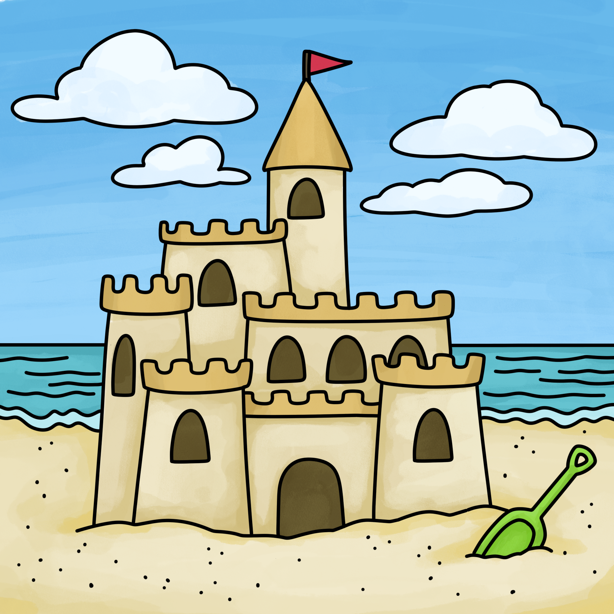 How to Draw a Sandcastle - Drawing with Dawn