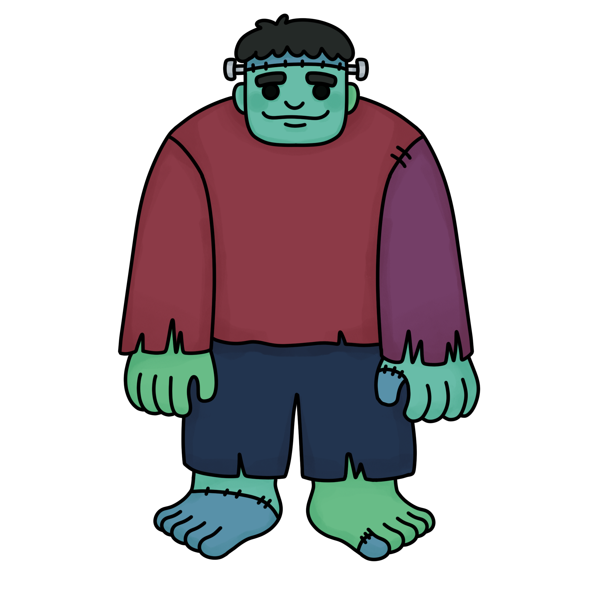 Easy Frankenstein Drawing - Drawing with Dawn
