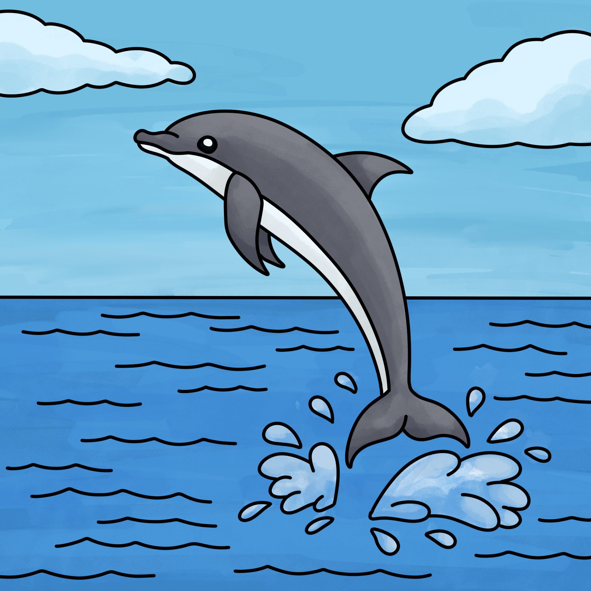 How to Draw a Dolphin - Drawing with Dawn