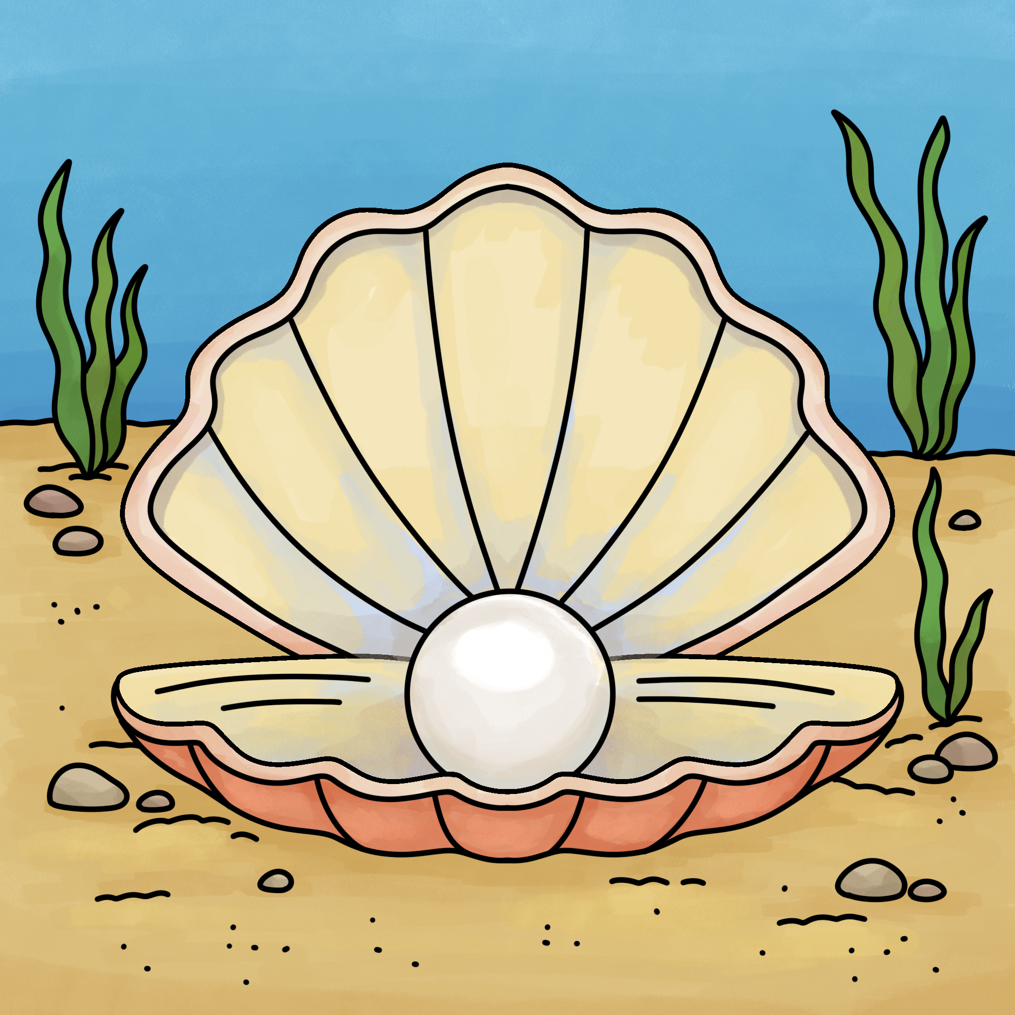 Oyster with Pearl Drawing - Drawing with Dawn
